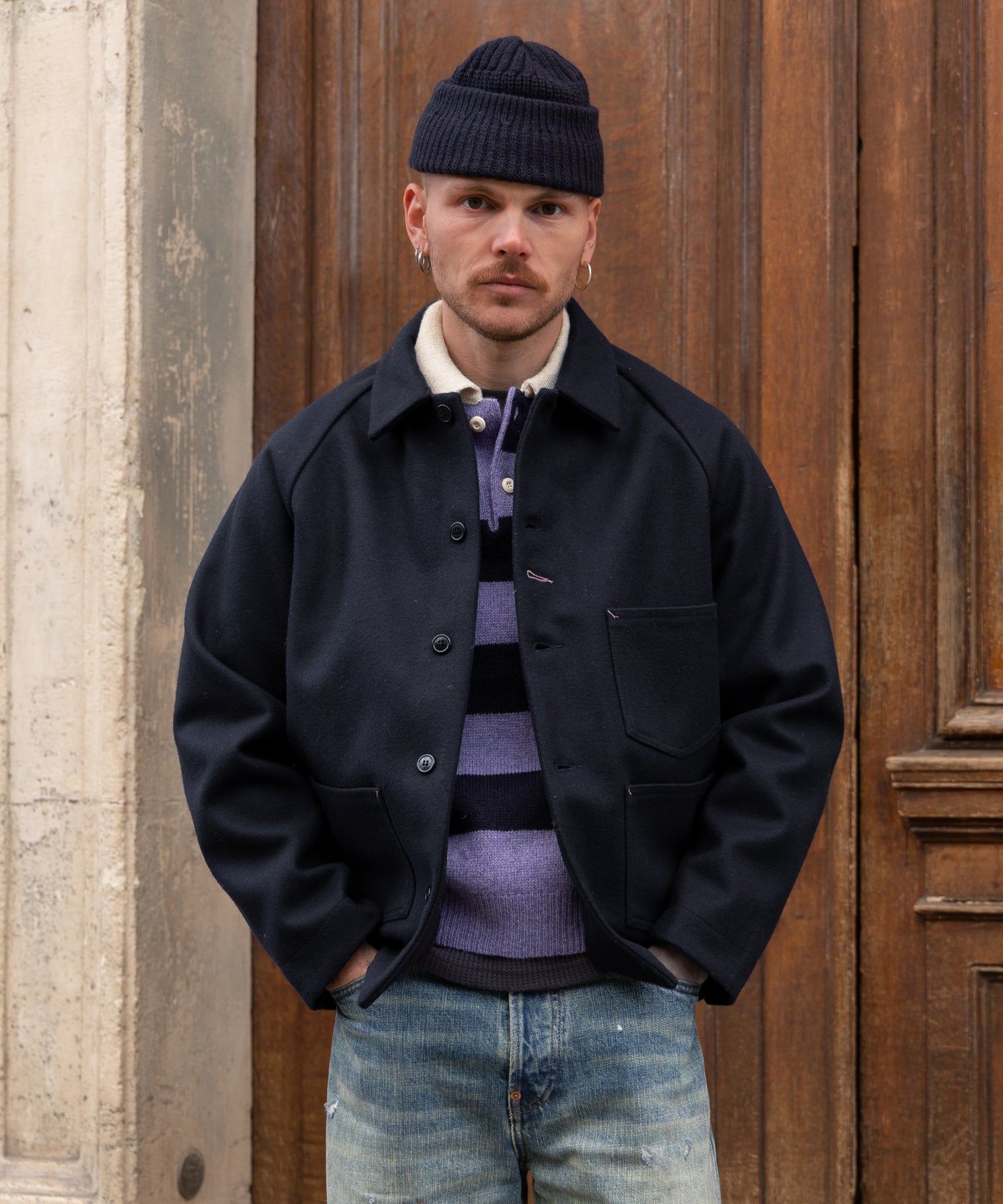 Rework Wool Painter Jacket Navy Raglan | BRUT – BRUT Clothing