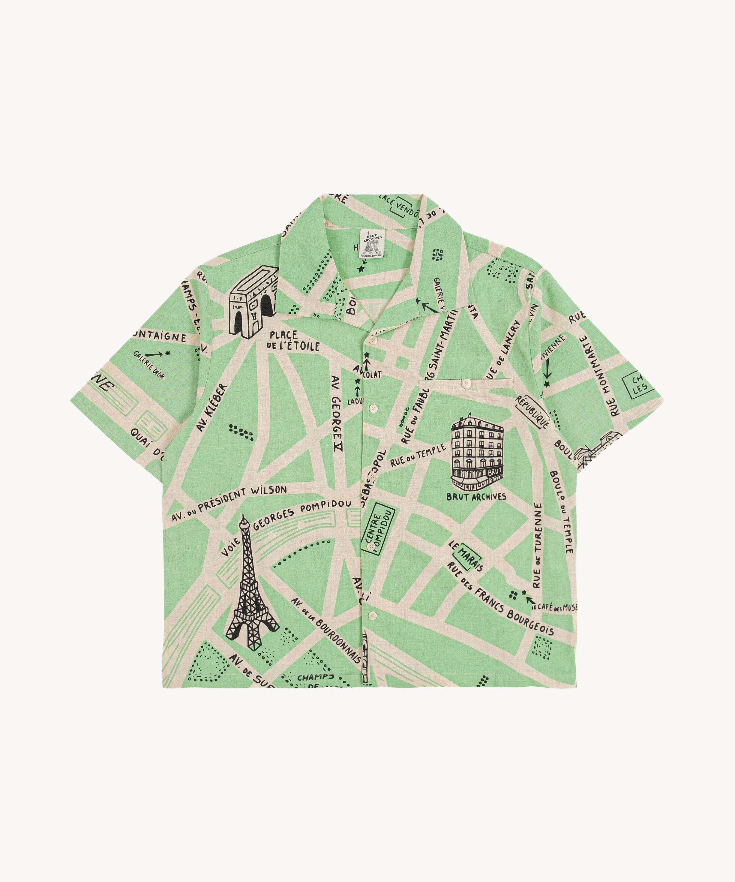 THE PARIS MAP SHIRT - LIGHT GREEN | BRUT PARIS 03 | Worldwide shipping ...